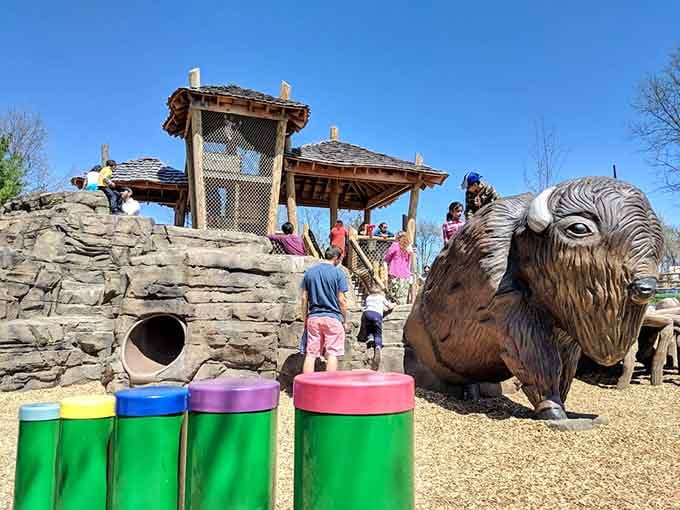 When the playground is this good, you'll find it packed with kids doing what they do best: being gloriously, loudly themselves.