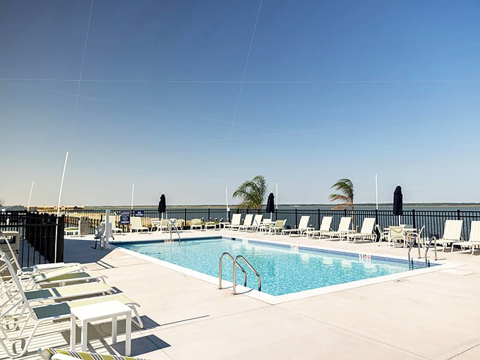 The pool offers a different kind of water experience when the bay feels too adventurous.