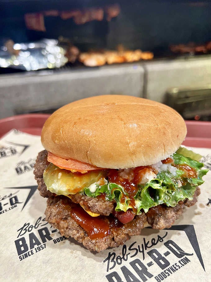 A juicy burger with all the fixings shows Bob Sykes doesn't limit their talents to smoked meats.