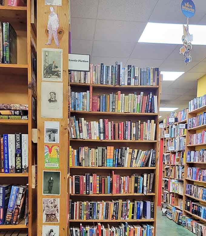 Even the "Erotic Fiction" section gets its own clearly marked spot&mdash;no judgment, just good organizational skills and honest labeling.