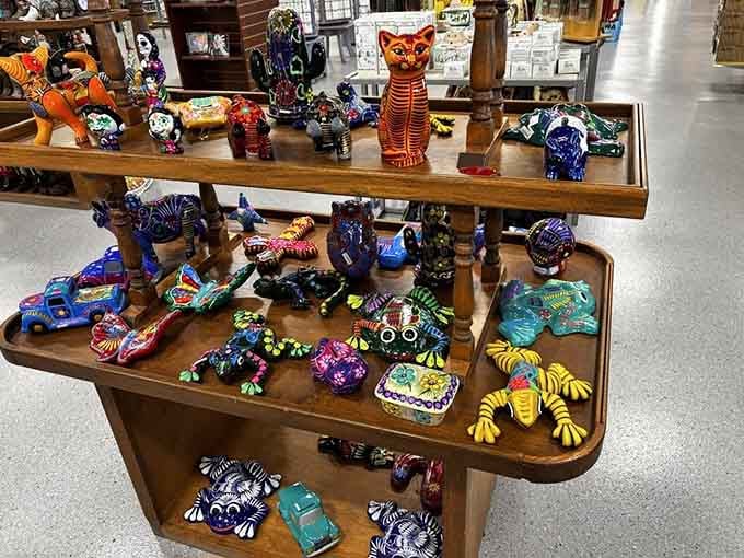 Colorful Mexican folk art animals that'll brighten up any shelf and remind you of your desert adventure.