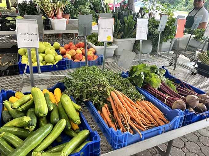 Fresh zucchini, carrots, and local produce prove this place is about more than just incredible baked goods.