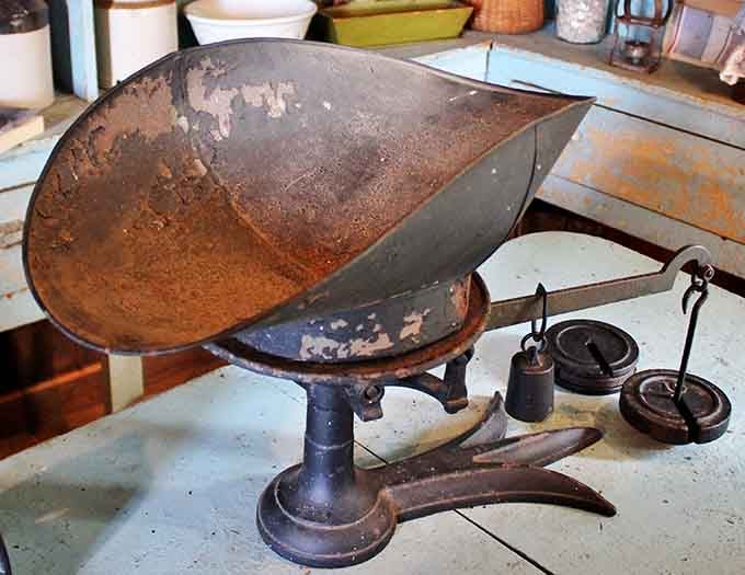 This vintage scale weighed everything from flour to fate in a time of careful measurements.