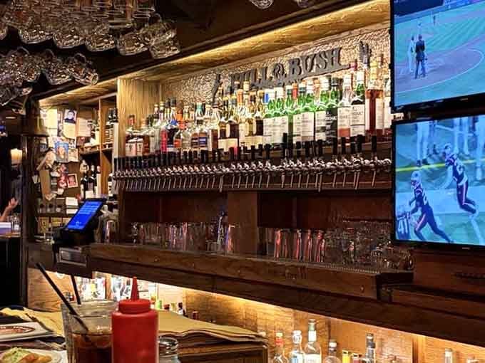 A bar lined with taps showcasing house brews and guest beers &ndash; this is where decisions get delightfully difficult.