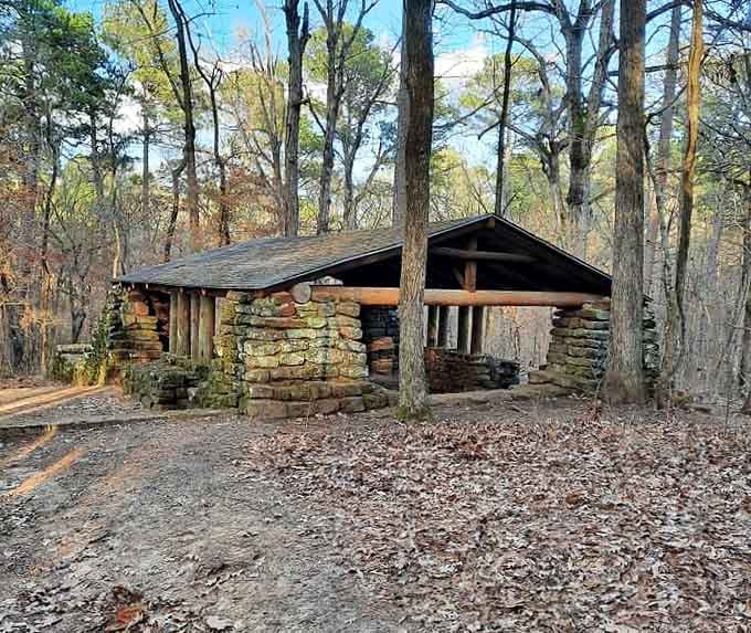 Stone pavilions provide shaded spots for picnics, where you can refuel between your aquatic adventures and wildlife watching.
