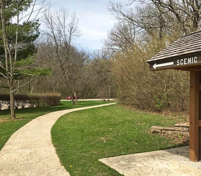 When the sign says "scenic," it's not kidding around, and that winding path promises discoveries around every gentle curve.