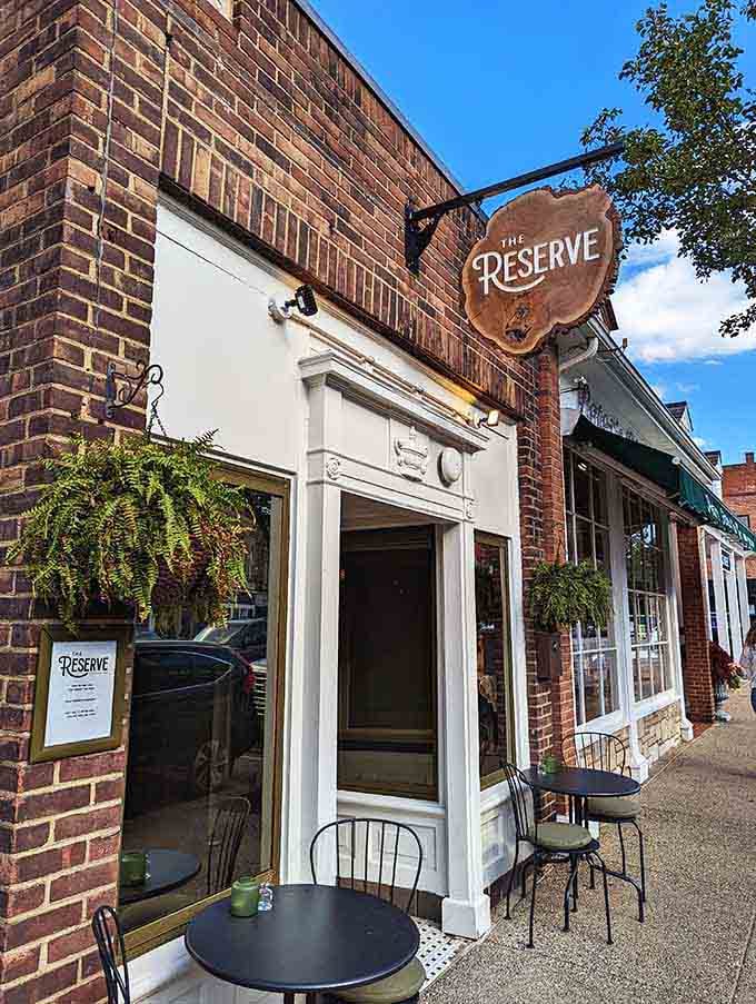 Hanging ferns, bistro chairs, and a hand-carved wooden sign, The Reserve is the kind of coffee spot you tell your friends about immediately.