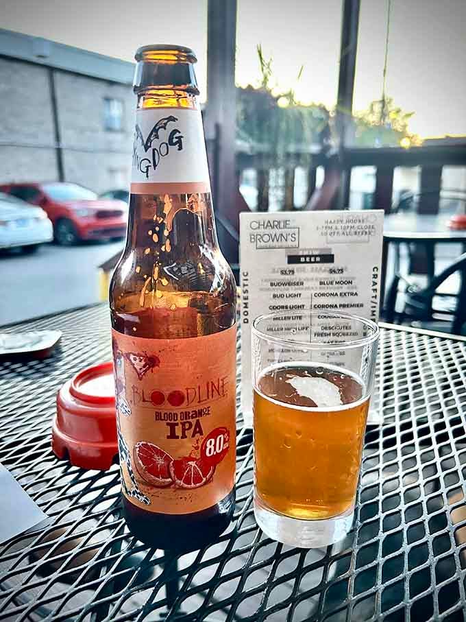 Local craft beer catches the golden hour light, turning a simple drink into something almost poetic.