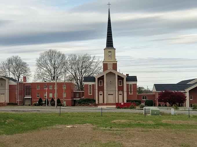 These church steeples remind you that some communities still gather for reasons beyond brunch and WiFi.