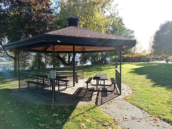 Shaded gazebos provide perfect spots for picnics, contemplation, or pretending you're in a Jane Austen novel without the corsets.