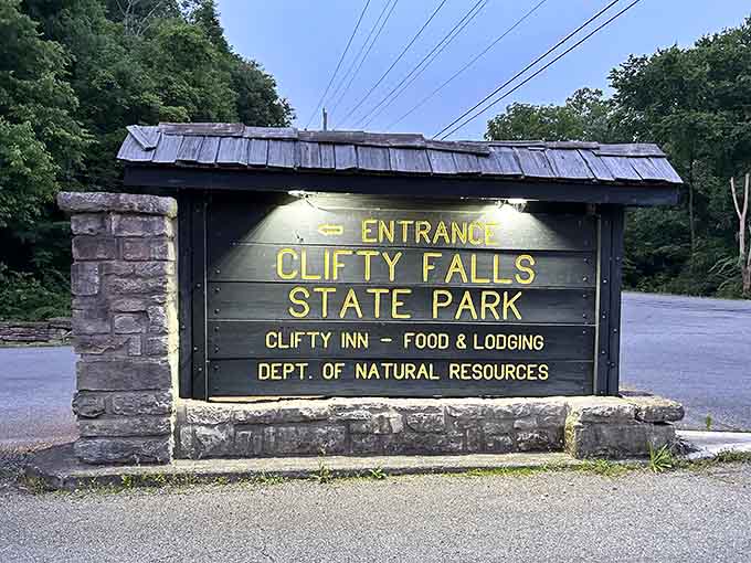 The entrance sign that promises adventure and delivers on every single word, no false advertising here.