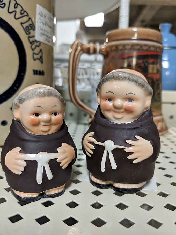 These cheerful monk figures prove that vintage kitsch has a charm that mass-produced decor simply cannot replicate today.