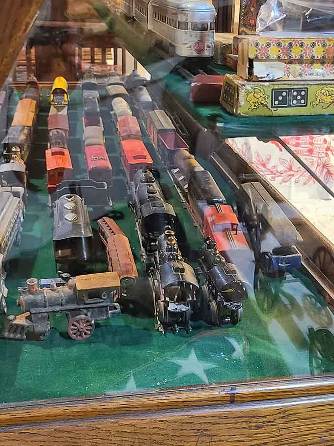 That toy train collection is more impressive than most museum exhibits, and you can actually touch these without alarms going off.