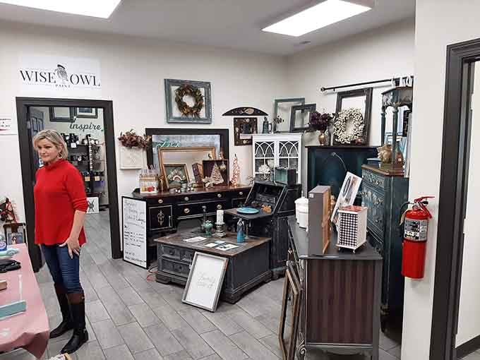 Refinished furniture pieces wait patiently for someone to recognize their potential and give them that perfect forever home they deserve.