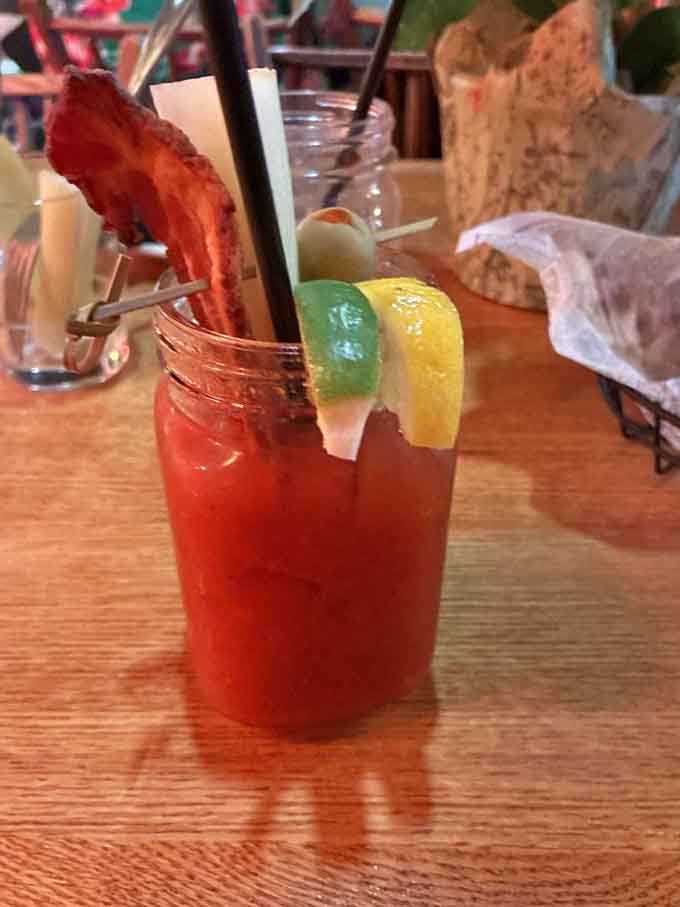 A Bloody Mary garnished with bacon on a skewer is the kind of engineering marvel NASA should study.