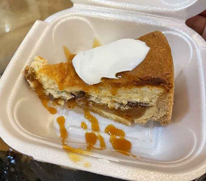 Pecan cheesecake drizzled with caramel, because every great meal deserves an even greater ending.