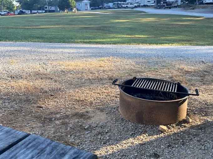 Fire pits provide a cozy gathering spot for families to share stories after exploring the cool underground chambers together.