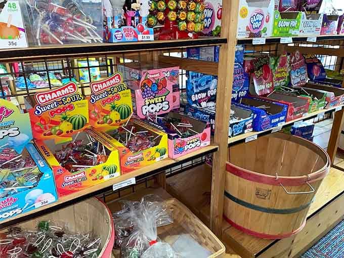 Those lollipops tower over everything like candy skyscrapers in a delicious, sticky metropolis of sugar.