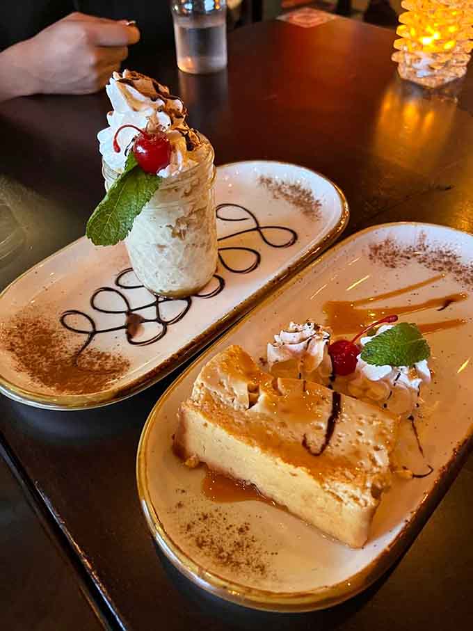 These towering desserts with whipped cream and chocolate drizzle prove that calories consumed on vacation don't count, right?