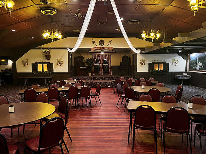 This banquet hall with its stage and dance floor has hosted more celebrations than you can count.