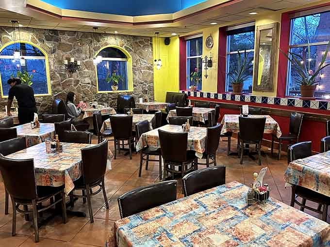 Another angle of paradise, where stone archways meet modern comfort and hungry diners find their happy place.
