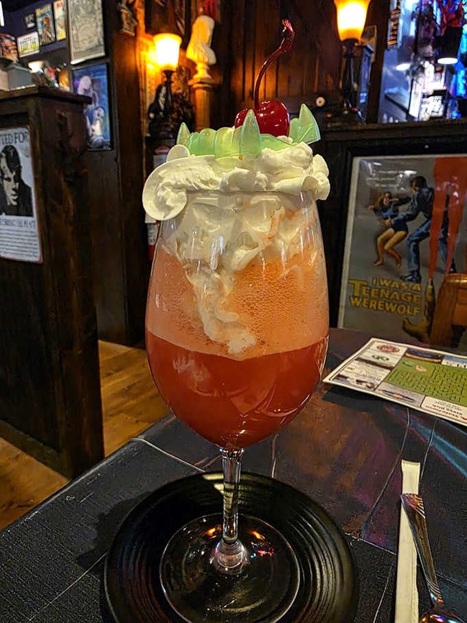 This vampire-themed drink comes with more whipped cream than Dracula ever dreamed of in his wildest castle fantasies.