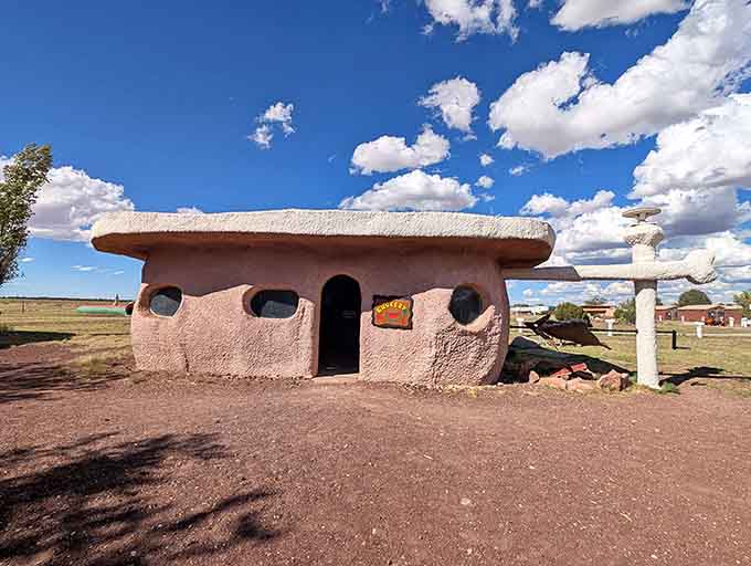 The grocery store proves that even cavemen needed to shop, though their architecture was considerably more interesting.