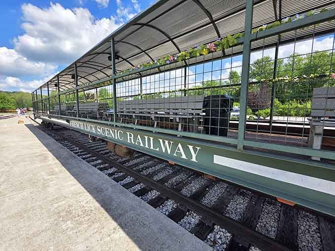 The covered observation car offers protection from the elements while keeping those spectacular views completely unobstructed and glorious.