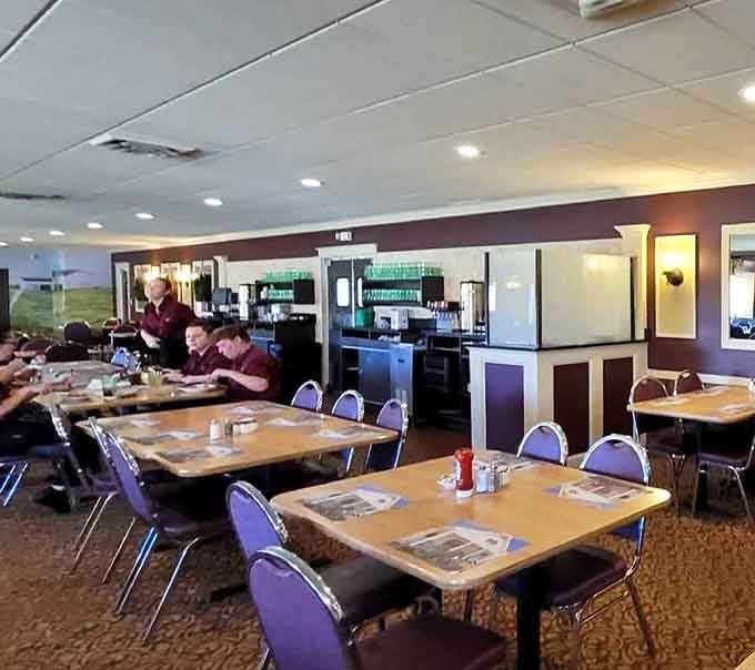 The dining room fills up fast with folks who know that good food doesn't need fancy decorations to taste incredible.