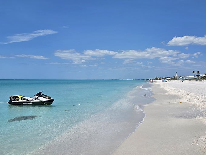 Even jet skis look peaceful here, probably because they're surrounded by water this ridiculously beautiful.