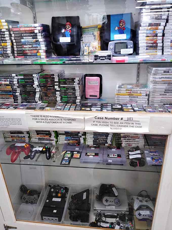 Mario and friends guard a gaming collection that spans from 8-bit glory to modern console wars.