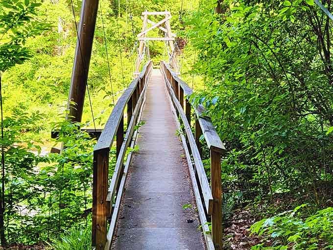 Crossing this swaying bridge feels like an Indiana Jones moment, but with better safety regulations and handrails.