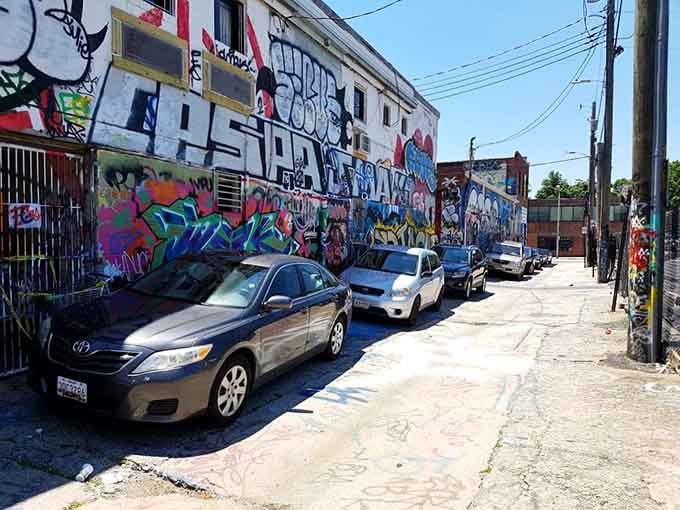Even the parking lot gets the artistic treatment, because why should cars miss out on the visual feast?