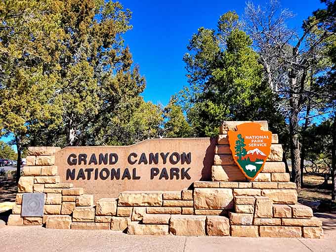 The iconic park entrance welcomes visitors to one of Earth's greatest natural wonders and Arizona's crown jewel.