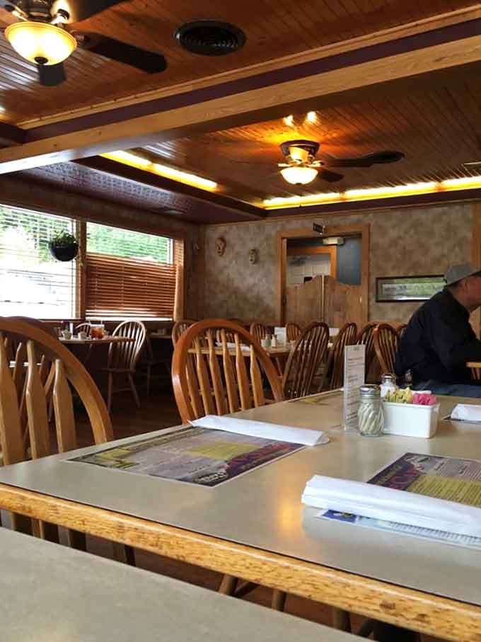 Spacious seating and warm lighting create an atmosphere where lingering over seconds (or thirds) feels absolutely right and proper.