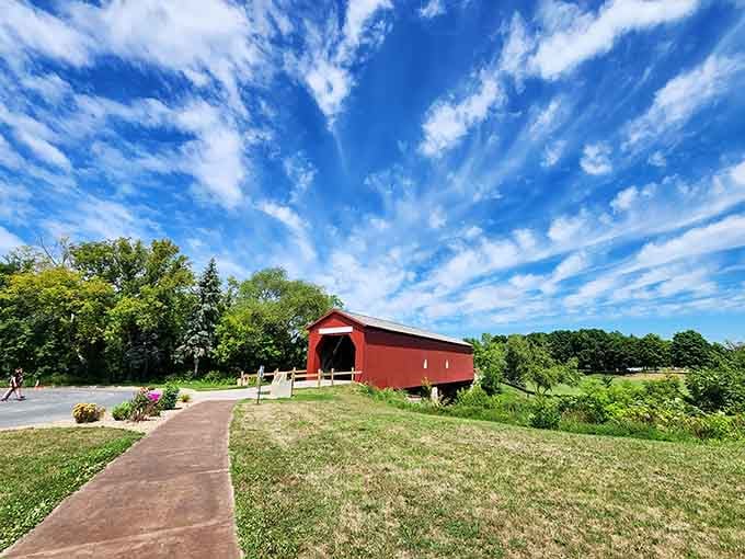 The walking path invites you to slow down and appreciate craftsmanship that's outlasted most modern construction projects.