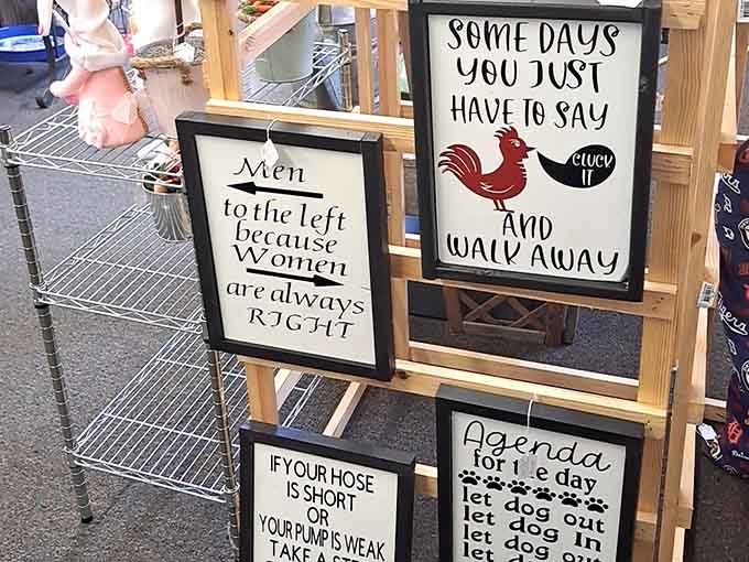 These witty signs speak truth your spouse will either love or pretend not to see while you're adding to cart.