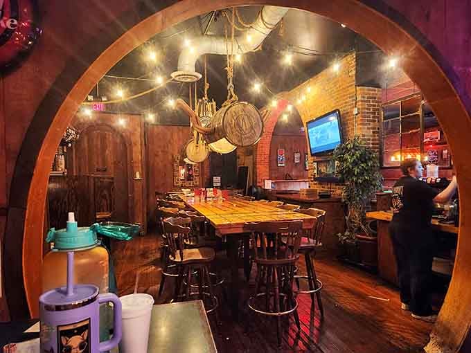 An archway frames the dining room like a portal to a dimension where calories don't count and happiness reigns.