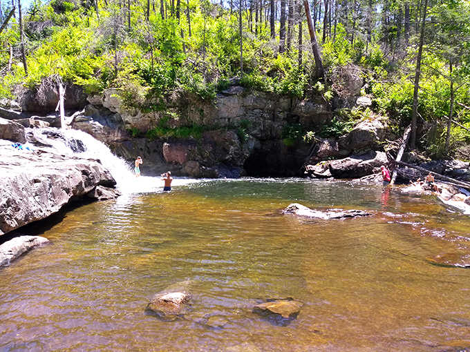 The swimming hole at the base where summer days are spent and all your hiking efforts feel completely justified.