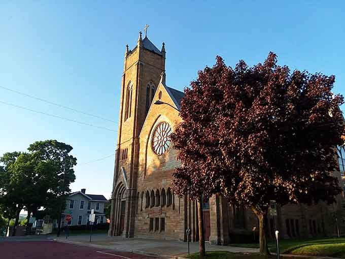 This stunning church stands as a testament to Jamestown's architectural heritage and community spirit through the generations.