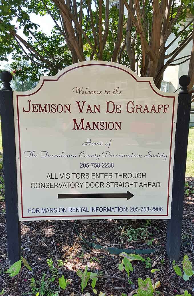 This welcoming sign marks your entry point into one of Alabama's most fascinating and allegedly haunted historic properties.