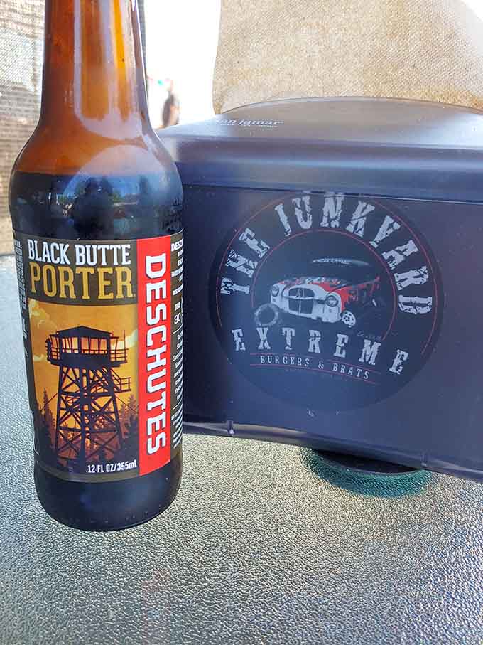Deschutes Black Butte Porter pairs perfectly with extreme burgers and even more extreme life choices at Junkyard.