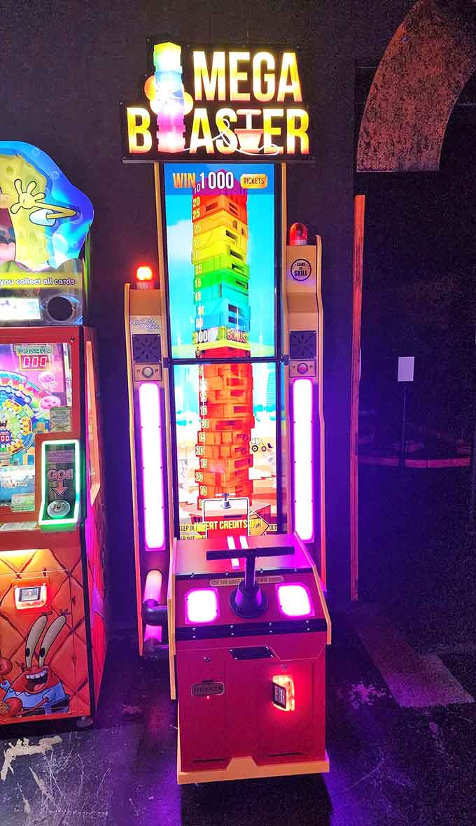 Mega Blaster towers like a carnival challenge from your youth, promising ticket jackpots that'll make you feel invincible.