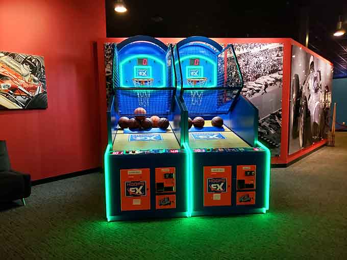 Arcade basketball because apparently some people need more competition after already racing at ridiculous speeds all day.