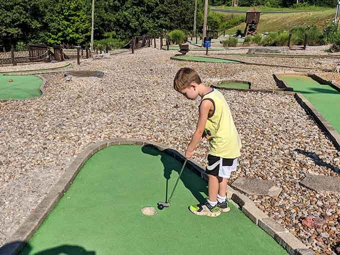 Mini-golf provides a gentler challenge, perfect for when you've exhausted yourself on the slides and need recovery time.