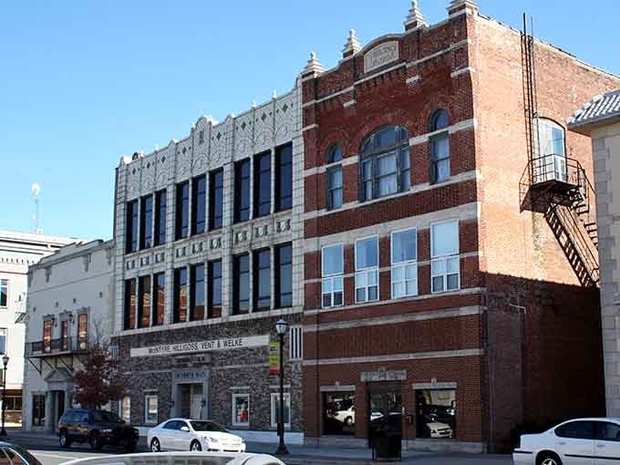 Historic storefronts showcase the architectural pride that built America's heartland one brick at a time.