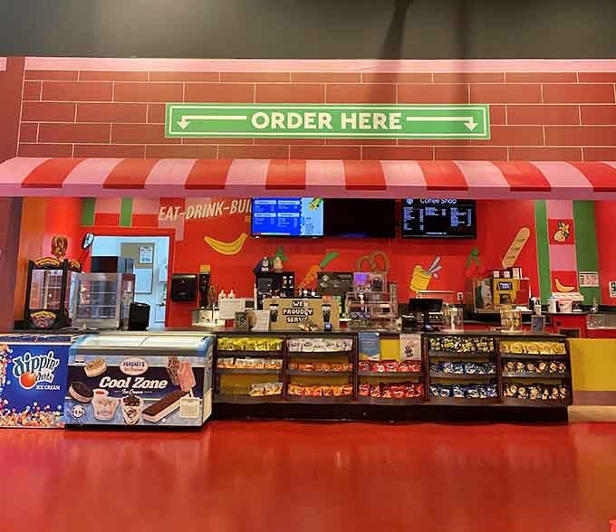 Refuel at the cafe where even the counter looks buildable, though we don't recommend trying to disassemble it.