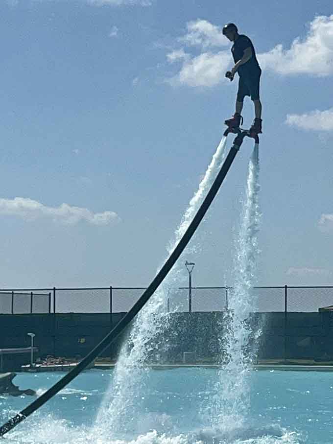 Flyboarding turns regular humans into temporary superheroes, shooting up from the lagoon like something from a sci-fi movie.