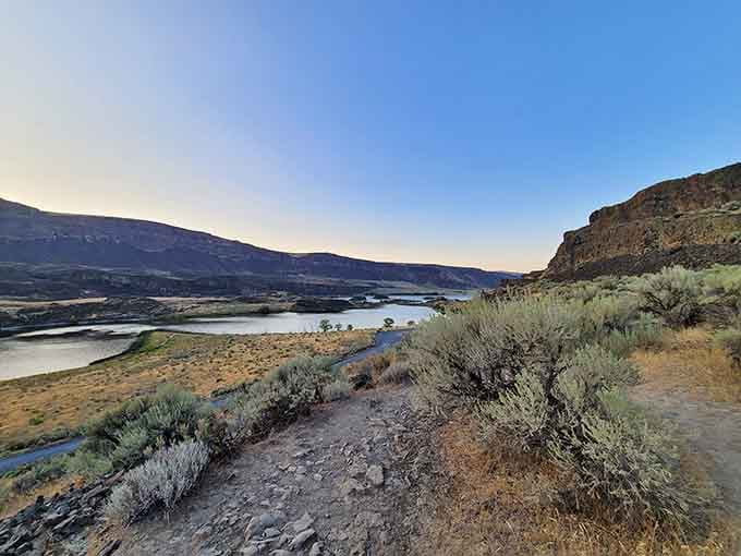 Lake Lenore stretches out peacefully below, a shimmering reward for your relatively modest hiking effort.