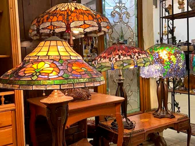 Tiffany-style lamps casting their colorful glow, turning any room into an instant conversation starter.